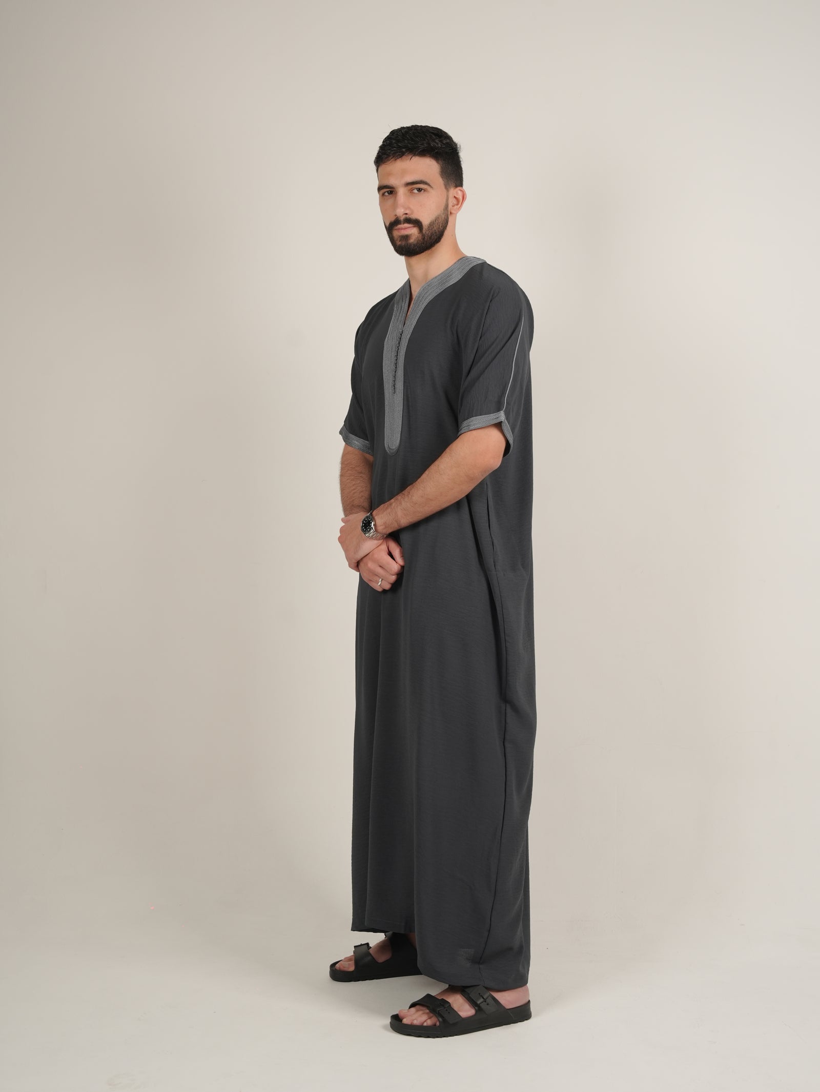 Mist of Steel Thobe | Gray and Silver Moroccan Thobe – My Store